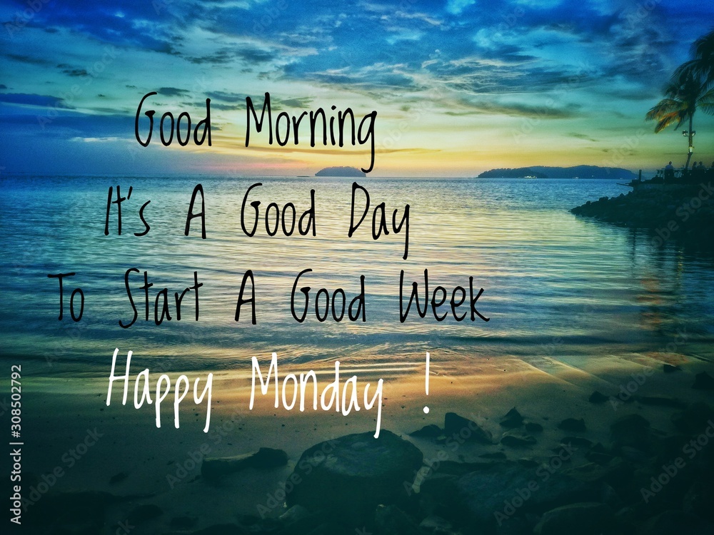 Image with wordings or quotes for happy monday Stock Photo | Adobe Stock