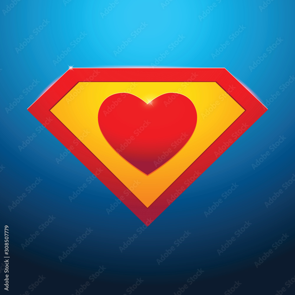 Super heart on blue background Stock Vector | Adobe Stock
