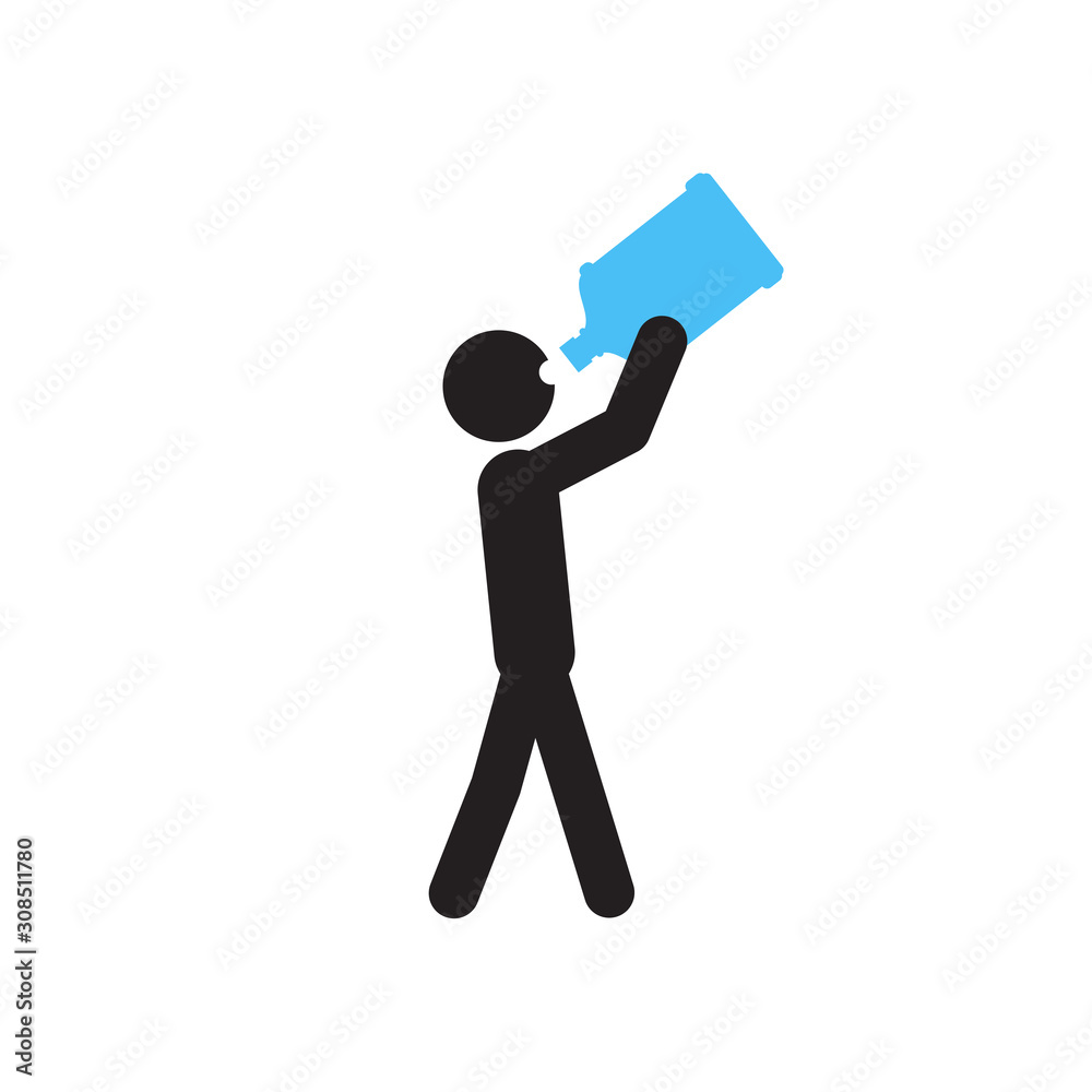 Stickman is drinking from big water bottle Stock Vector | Adobe Stock