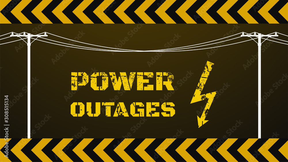 Power Outages concept. Blackout banner. Power Line on dark gradient ...