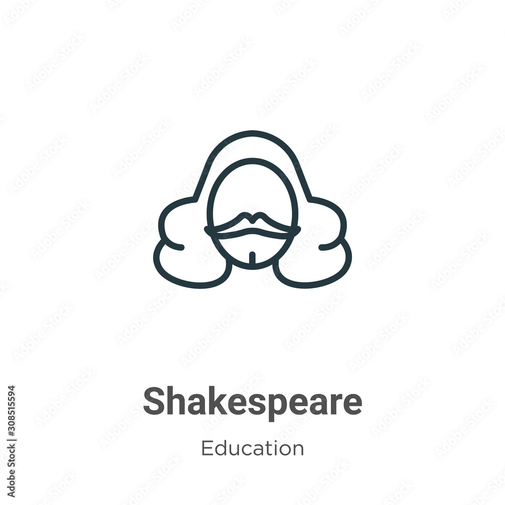 Shakespeare outline vector icon. Thin line black shakespeare icon, flat ...