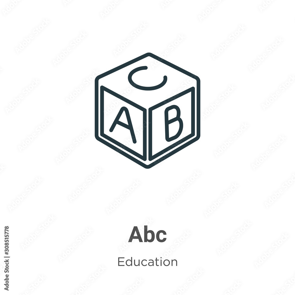 Abc outline vector icon. Thin line black abc icon, flat vector simple ...