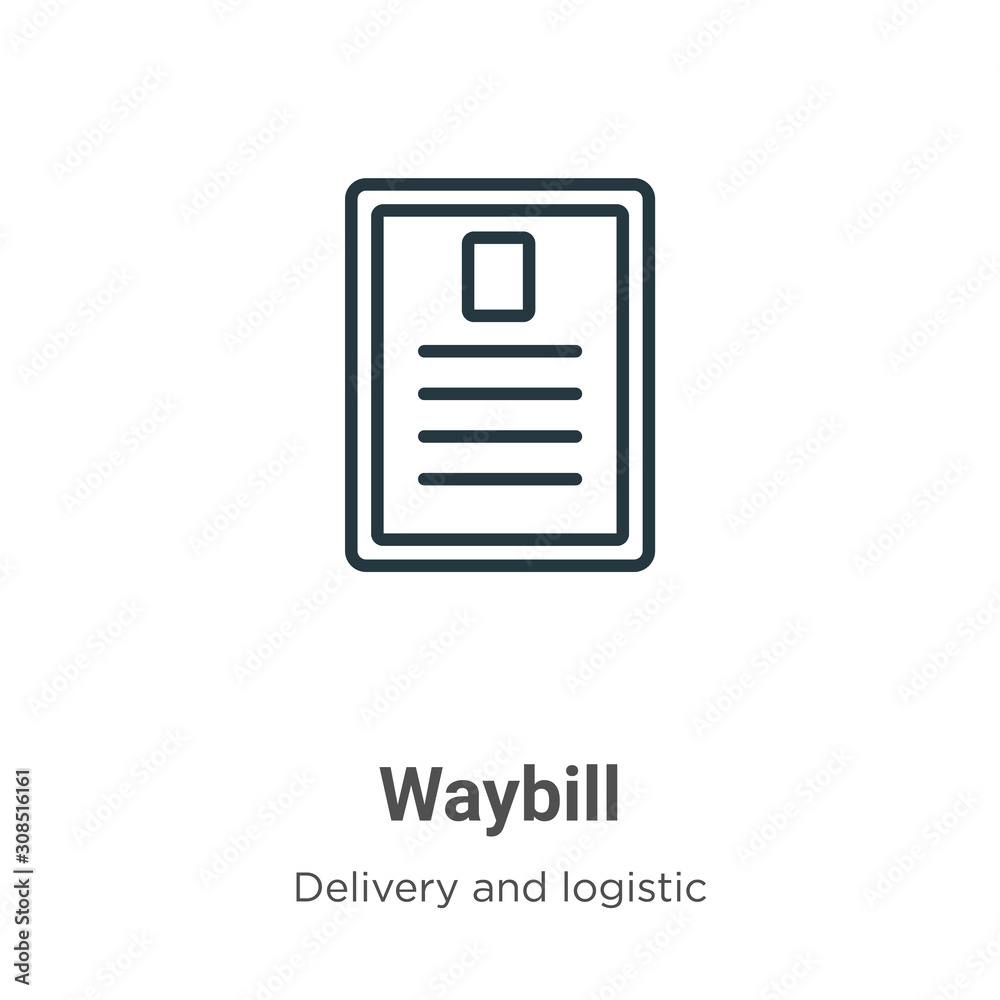 Vecteur Stock Waybill outline vector icon. Thin line black waybill icon ...