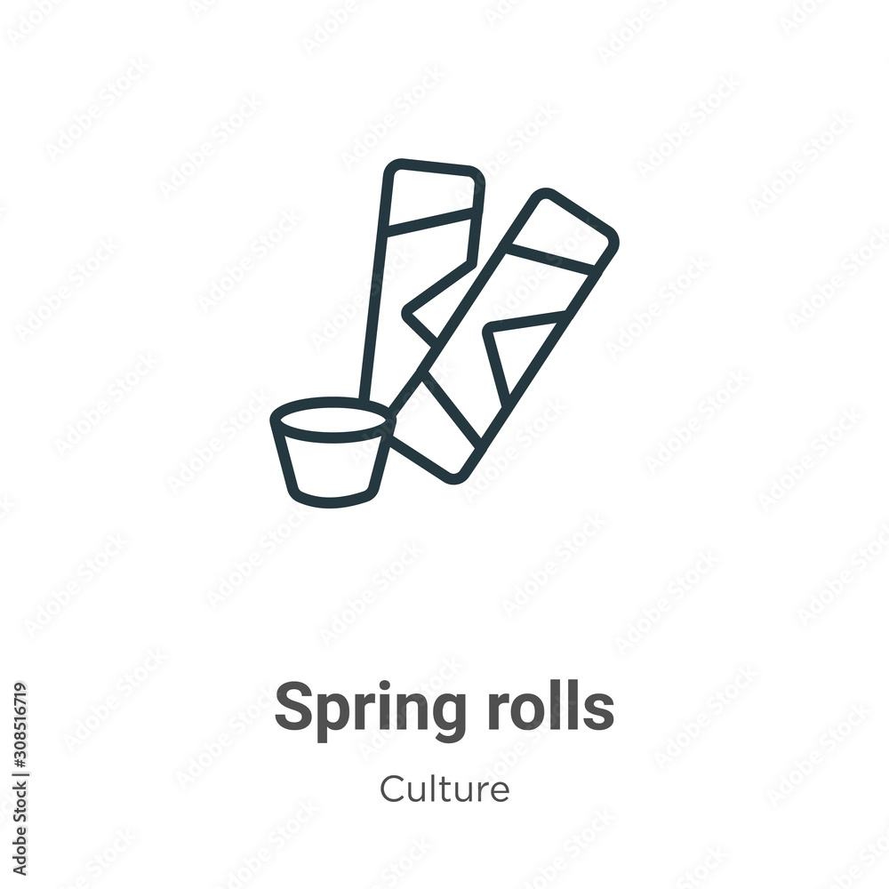 Spring rolls outline vector icon. Thin line black spring rolls icon ...