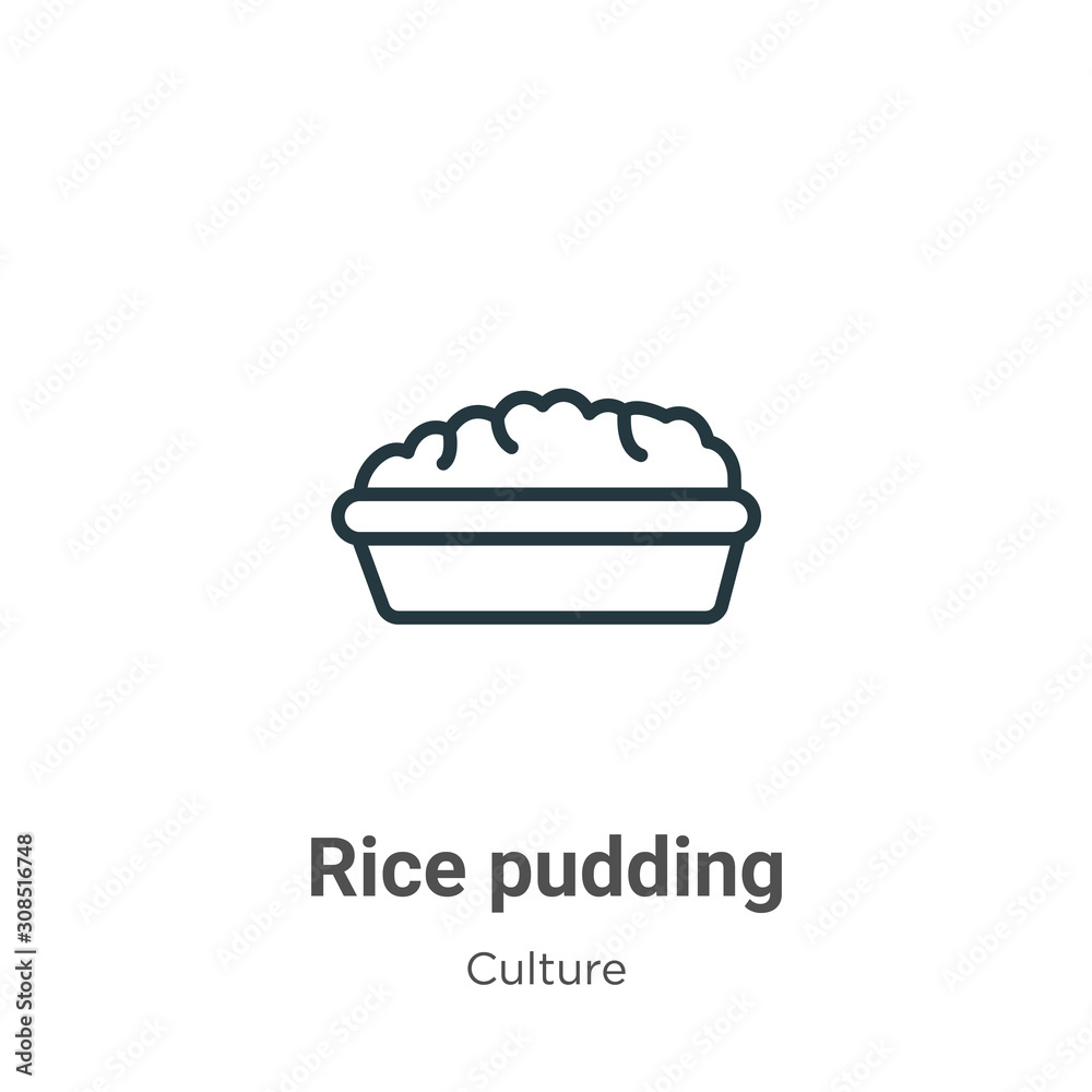 Rice pudding outline vector icon. Thin line black rice pudding icon ...