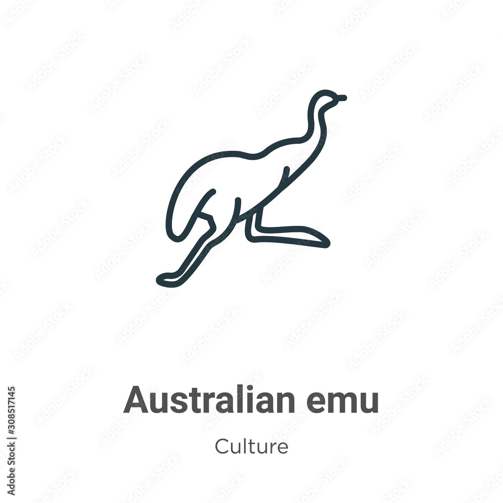 Australian emu outline vector icon. Thin line black australian emu icon ...