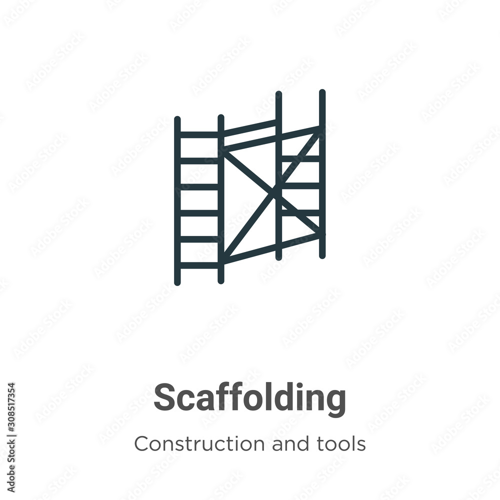Scaffolding Outline Vector Icon Thin Line Black Scaffolding Icon Flat Vector Simple Element