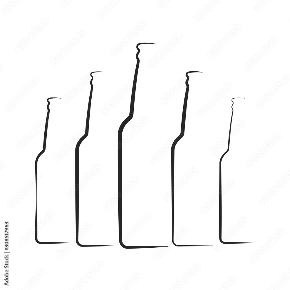 Beer glass bottle contour options. Half the dishes. For the design of ...