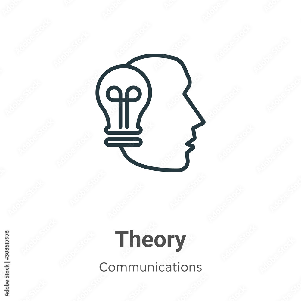 Theory outline vector icon. Thin line black theory icon, flat vector ...