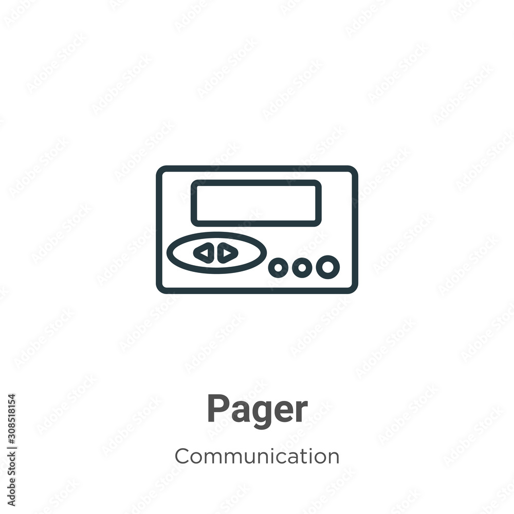 Pager outline vector icon. Thin line black pager icon, flat vector ...