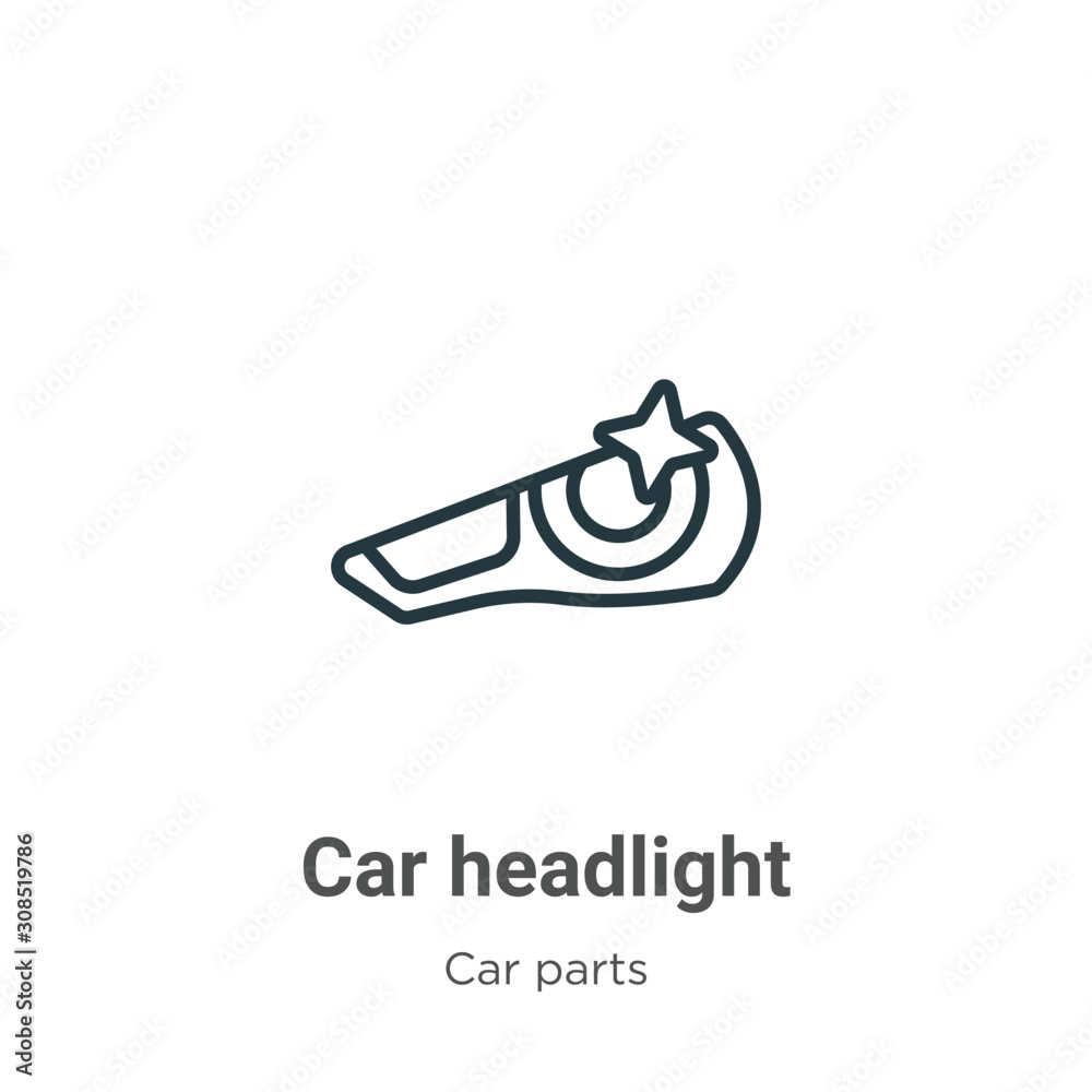 Car headlight outline vector icon. Thin line black car headlight icon ...