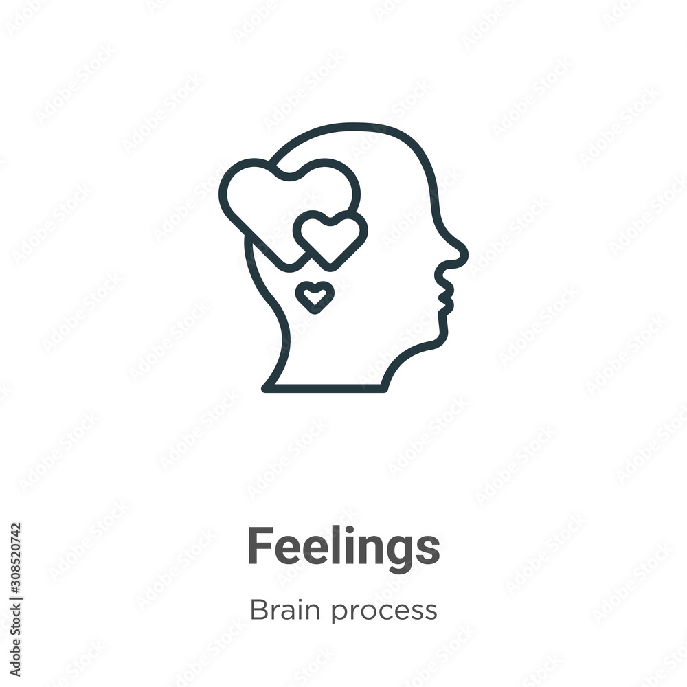 Feelings outline vector icon. Thin line black feelings icon, flat ...