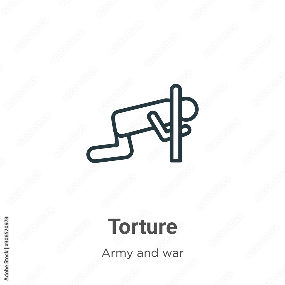 Torture outline vector icon. Thin line black torture icon, flat vector ...