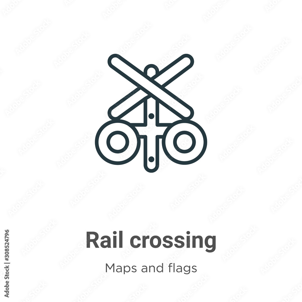Rail crossing outline vector icon. Thin line black rail crossing icon ...