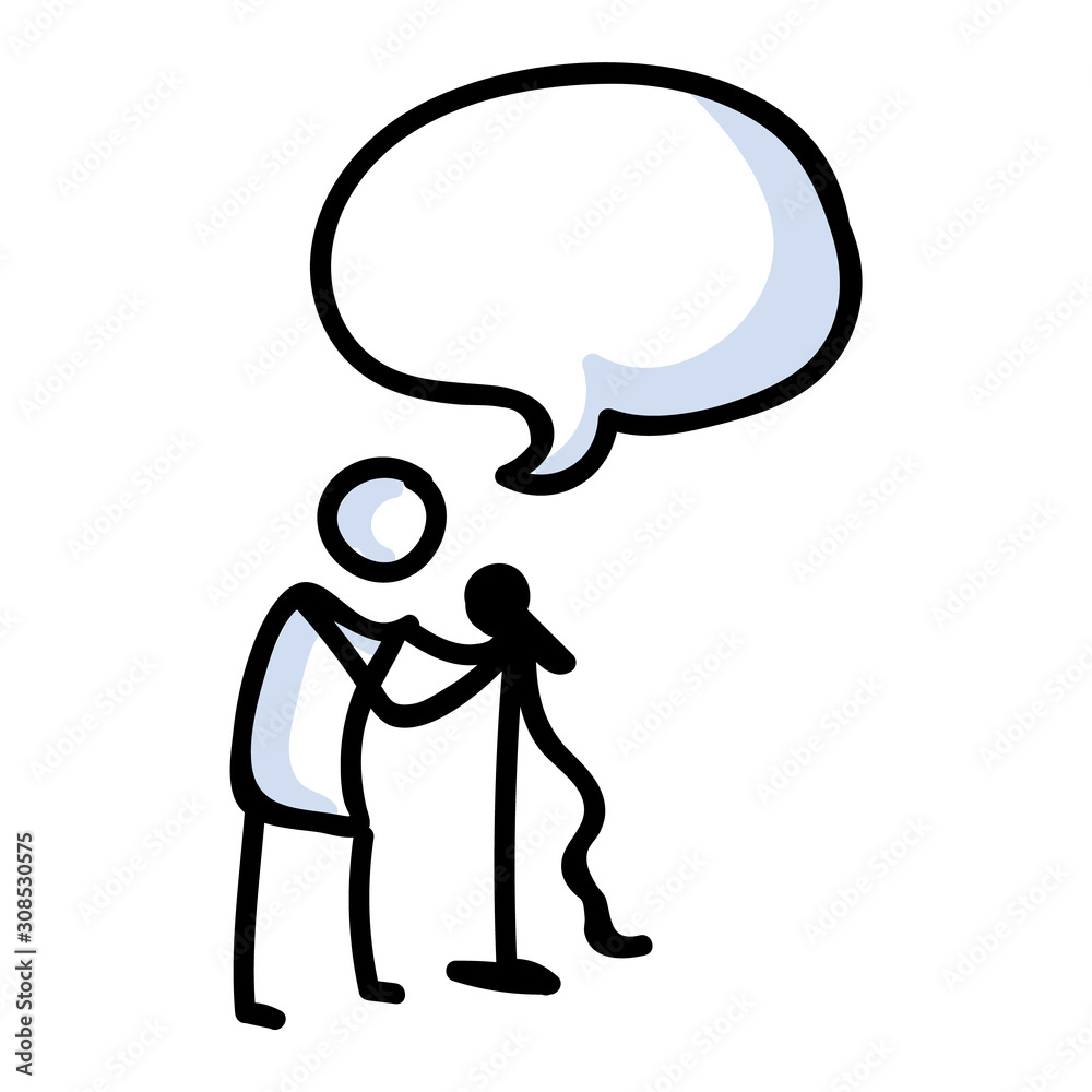 Hand Drawn Stick Figure Holding Microphone. Concept of Comedian ...