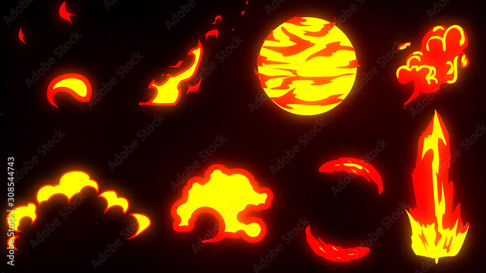 Cartoon Fire Fx Stock Template | Adobe Stock