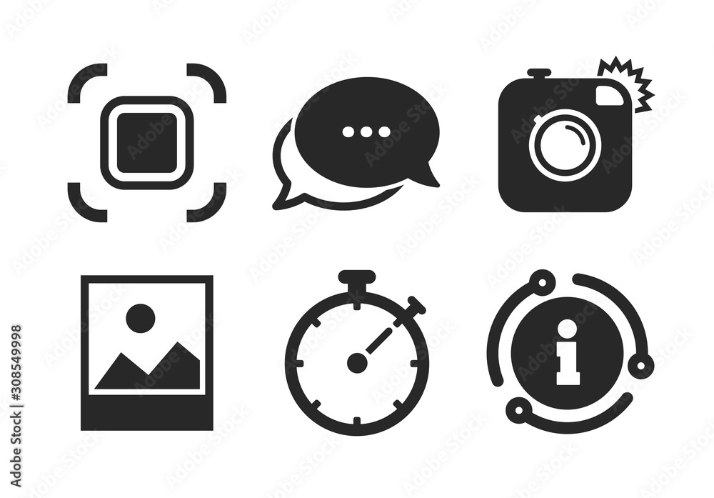 Autofocus zone symbol. Chat, info sign. Hipster retro photo camera icon ...