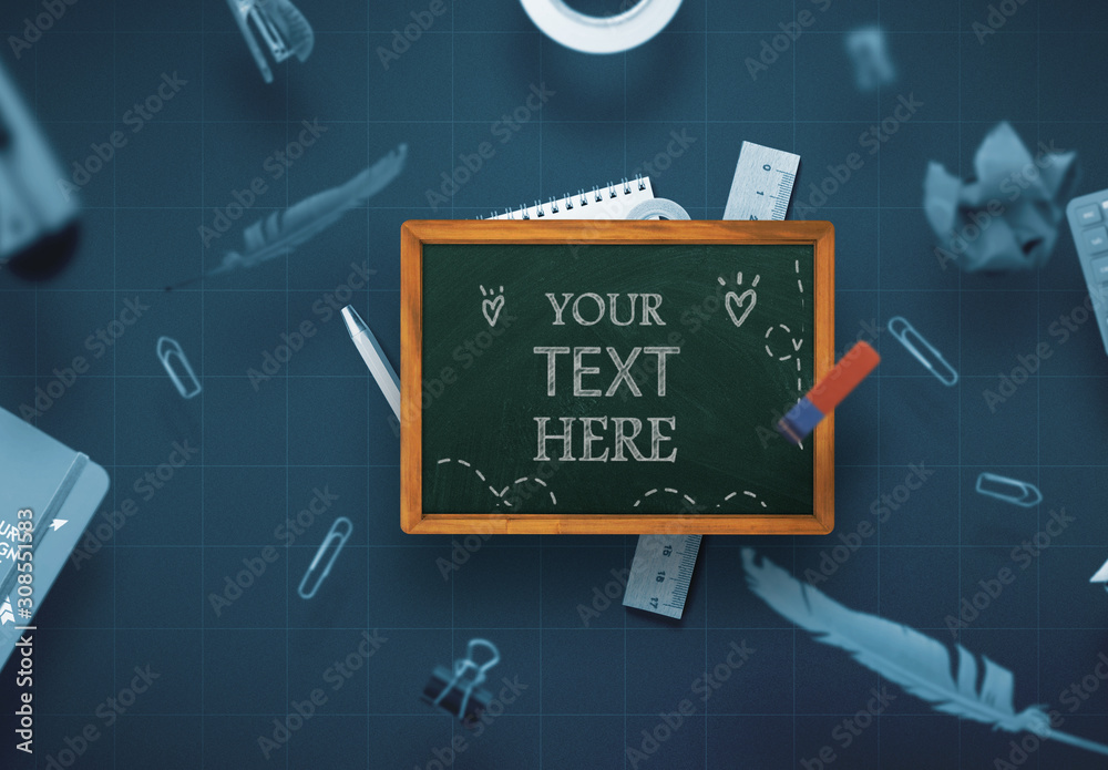 Back to School Small Chalkboard Mockup Stock Template | Adobe Stock