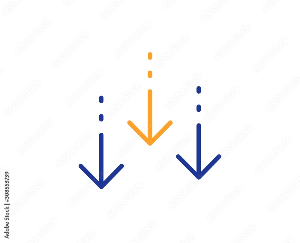 Scrolling screen sign. Scroll down arrow line icon. Swipe page ...