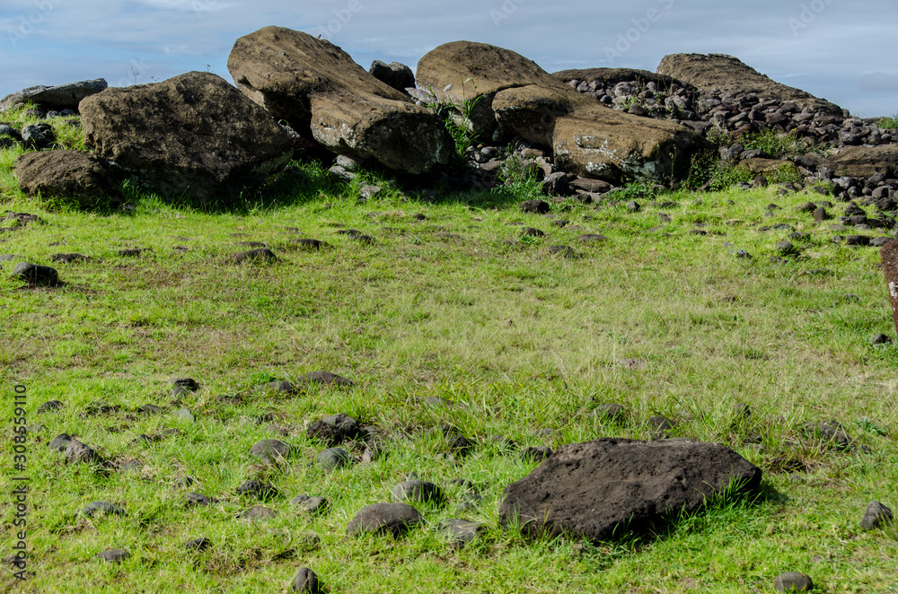 Chile - Rapa Nui or Easter Island - Vinapu - Ahu Vinapu Stock Photo ...