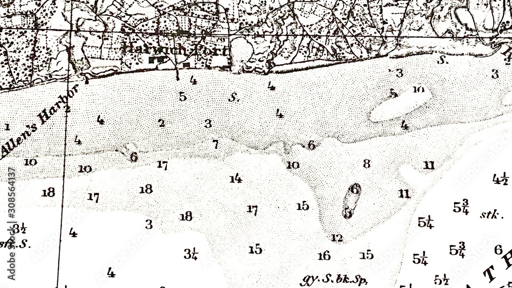 Old Fashioned Pilot Map with Soundings Stock Photo | Adobe Stock