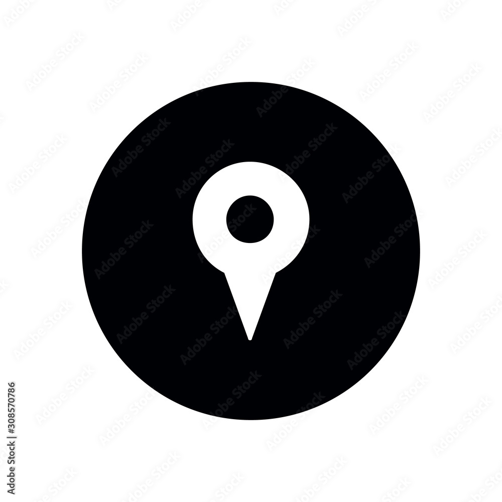 16 map pins sign location icon with ellipse gray gradient shadow in flat simple style. Black ...