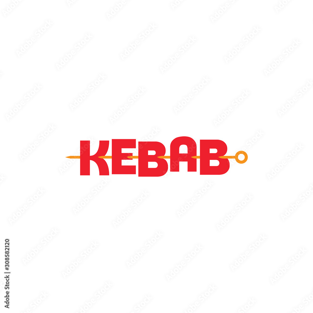 Vector logo design of kebab lettering on skewers Stock Vector | Adobe Stock