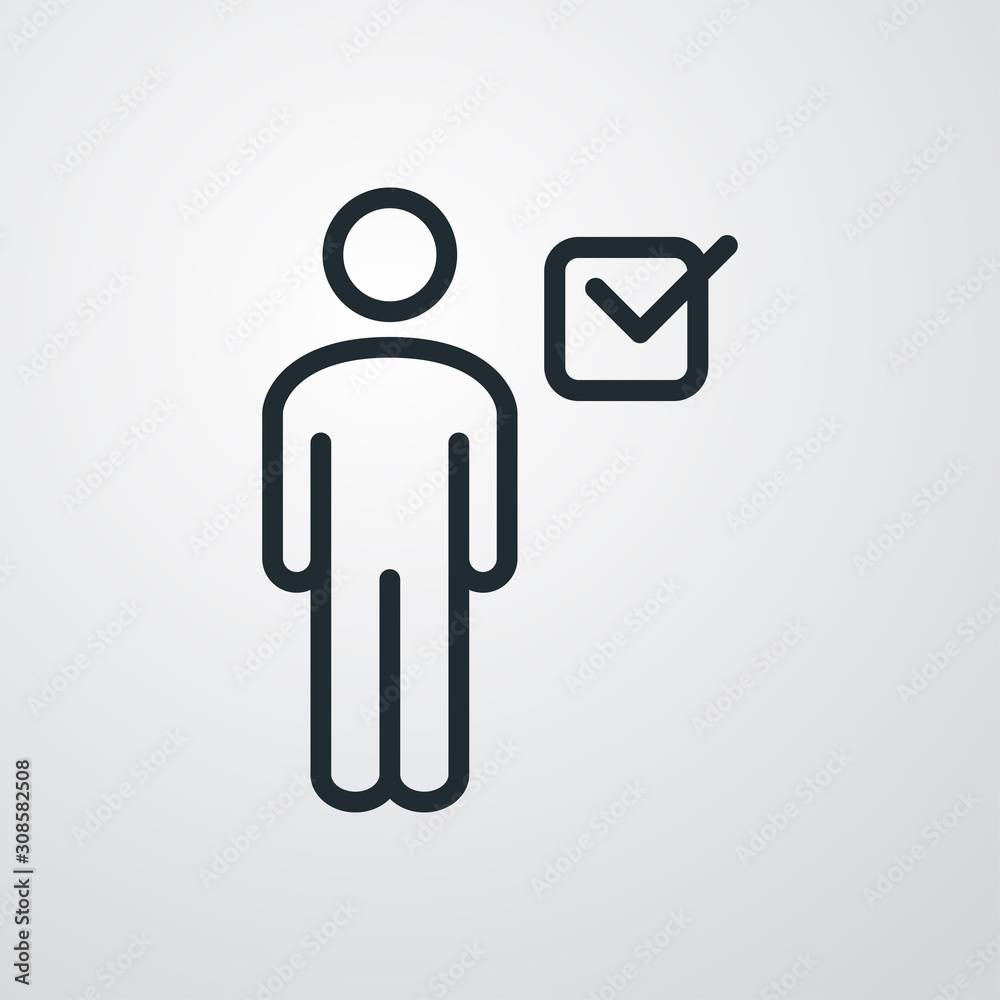 Contacto aceptado. Usuario aceptado. Icono plano lineal hombre con ...