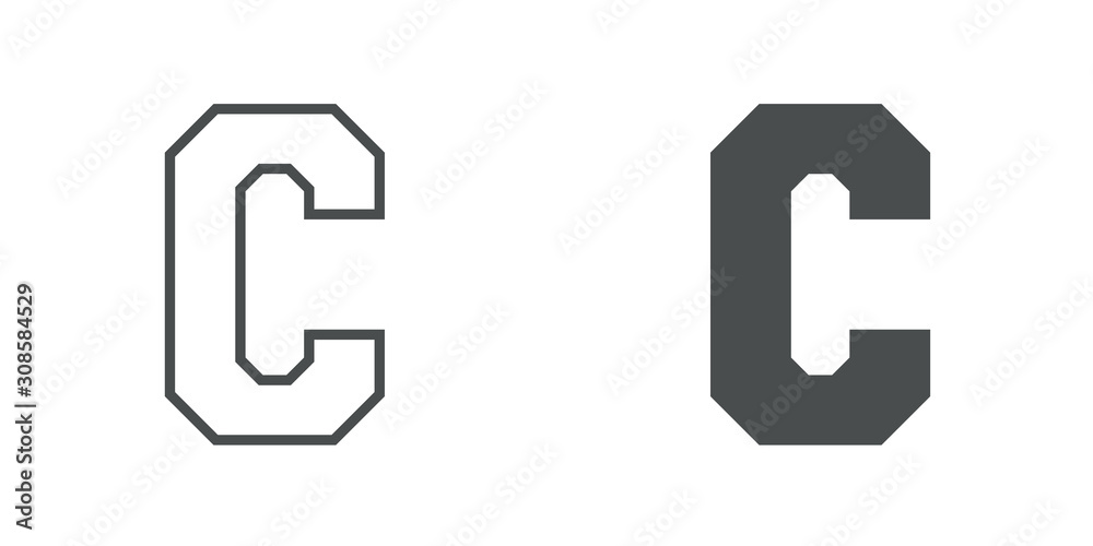 Logotipo letra C de bloques estilo contorno y estilo relleno en color ...