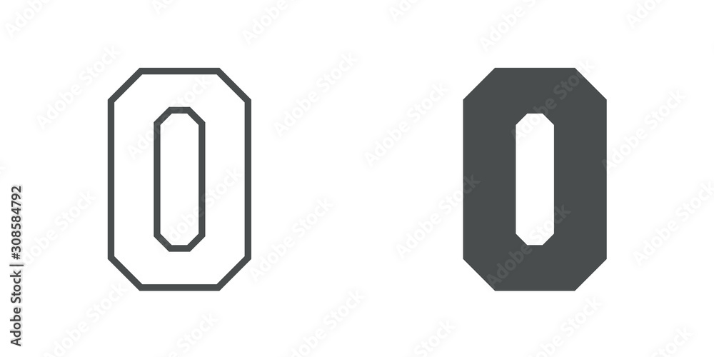 Logotipo letra O de bloques estilo contorno y estilo relleno en color ...