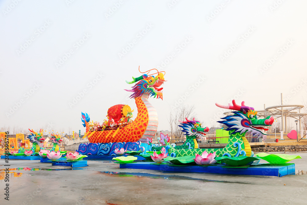 Dragon Boat shaped traditional Chinese lantern Stock Photo | Adobe Stock