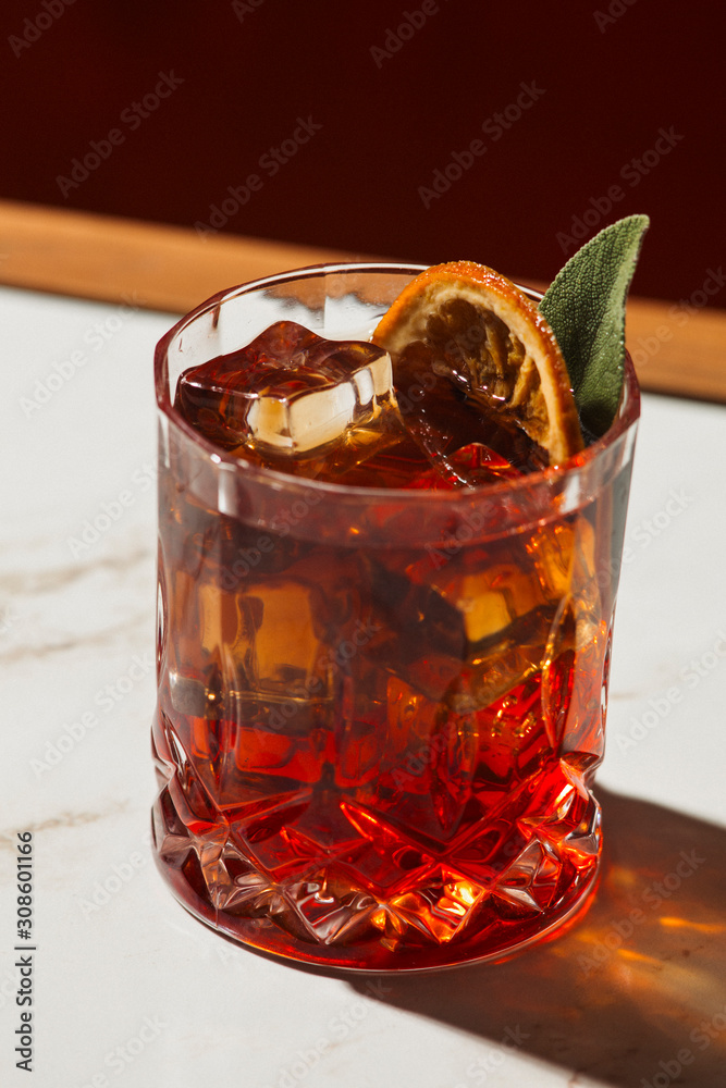 Negroni, an italian cocktail, an apéritif, first mixed in Firenze ...