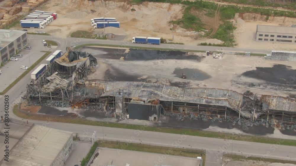 DRONE: Bleak view of ruins of a factory after being destroyed in a ...