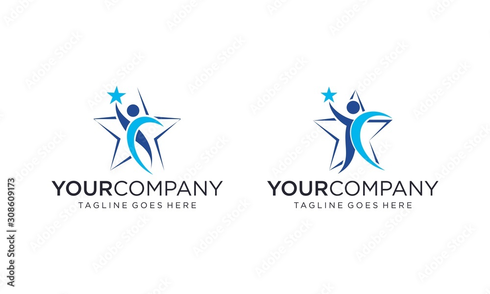 Star shaped people for success logo design concept Stock Vector | Adobe ...
