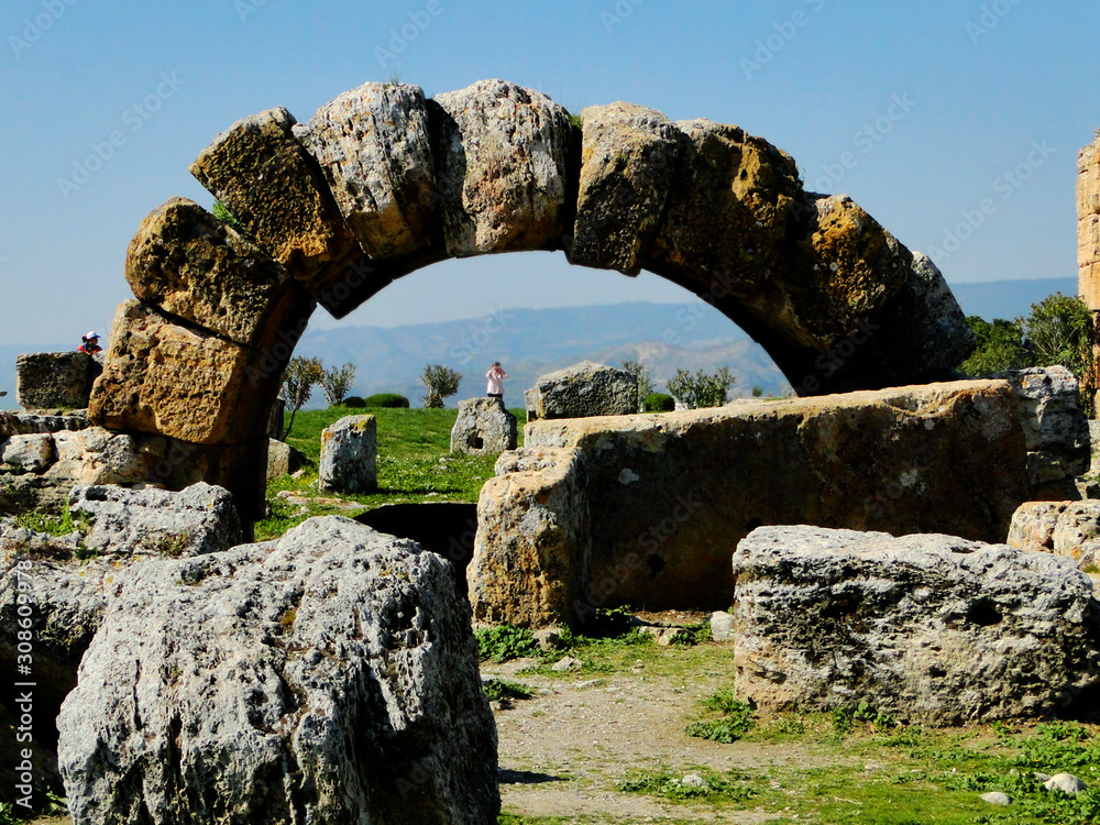 Landscape of ruins of Hierapolis old city in Pamukkale, Turkey ...