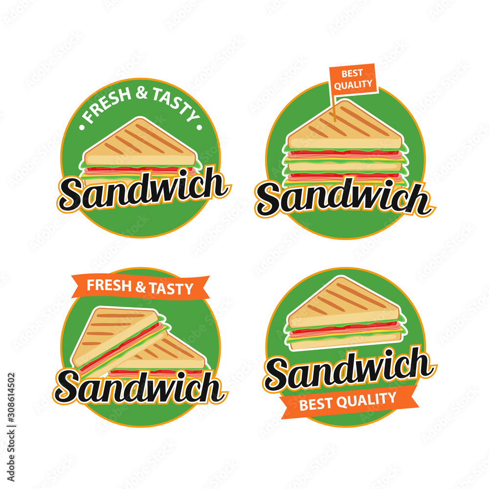 Sandwich Logo Vector with Badge Design Set Stock Vector | Adobe Stock