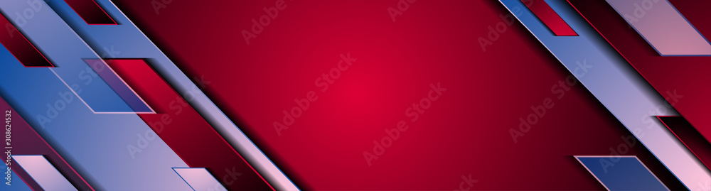 Red and blue geometric technology banner design. Abstract colorful ...
