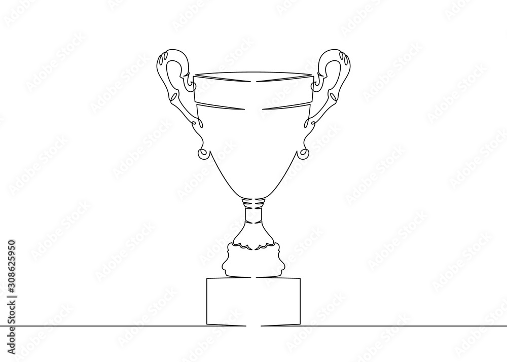 Continuous one drawn single line winning cup Stock Illustration | Adobe ...