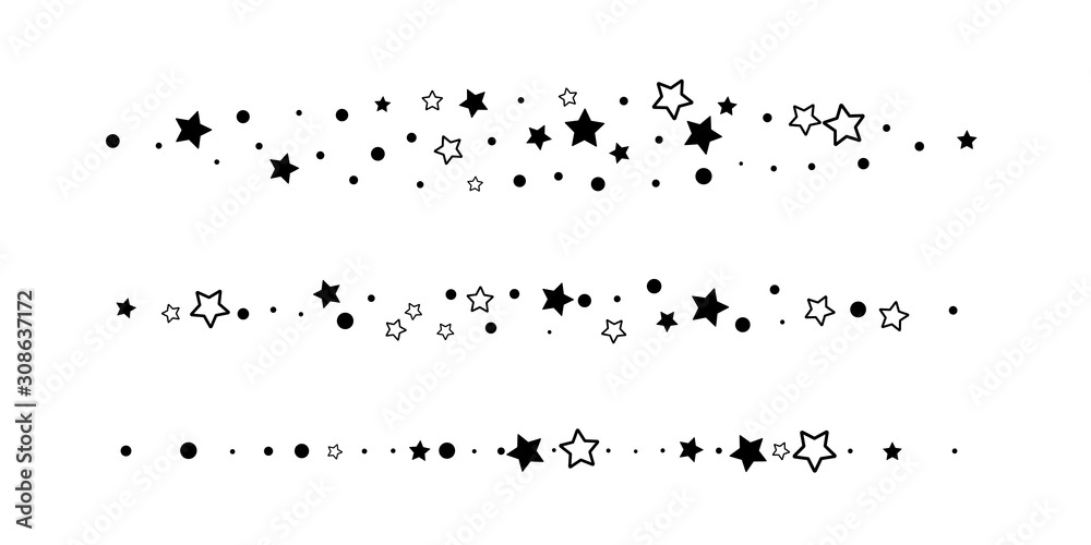 Stars shape dividers collection. Vector isolated horizontal borders ...