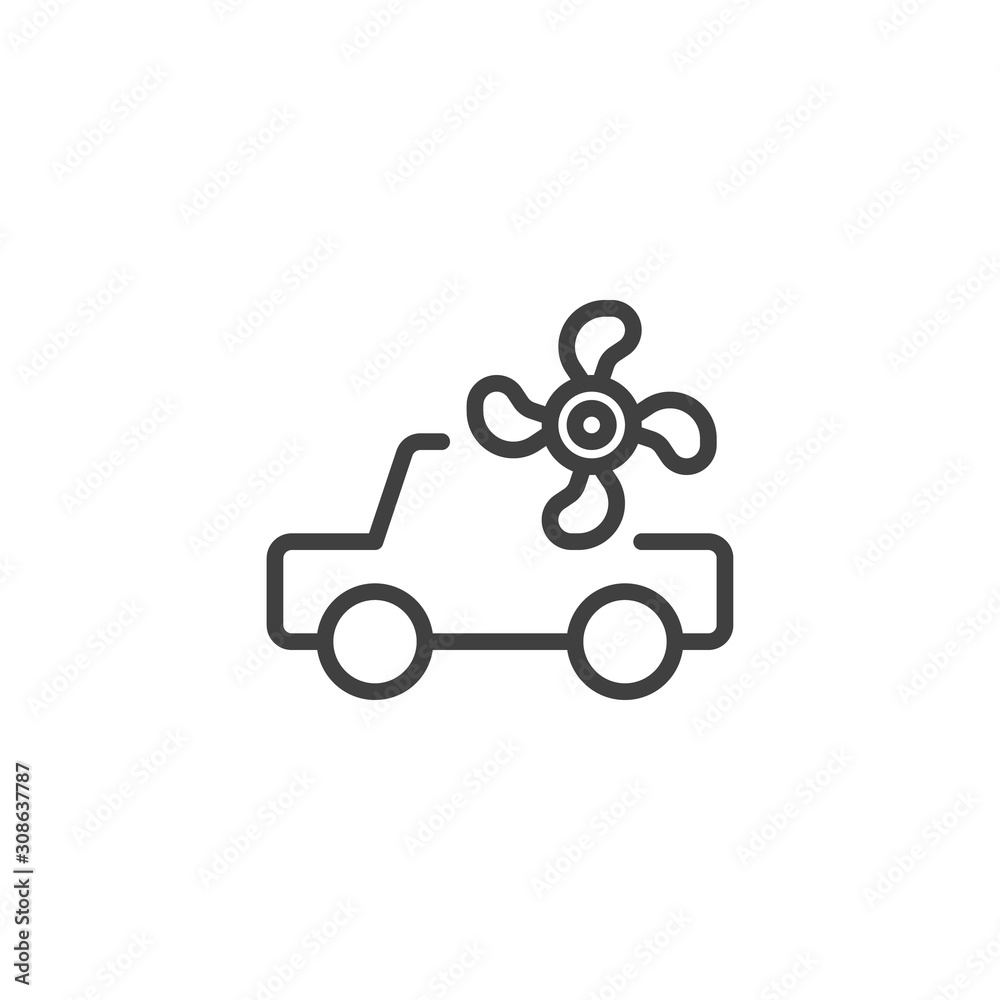 Car ventilation system line icon. Automobile fan linear style sign for ...