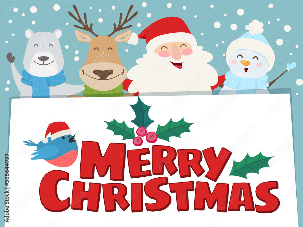 Merry Christmas Santa And Reindeer