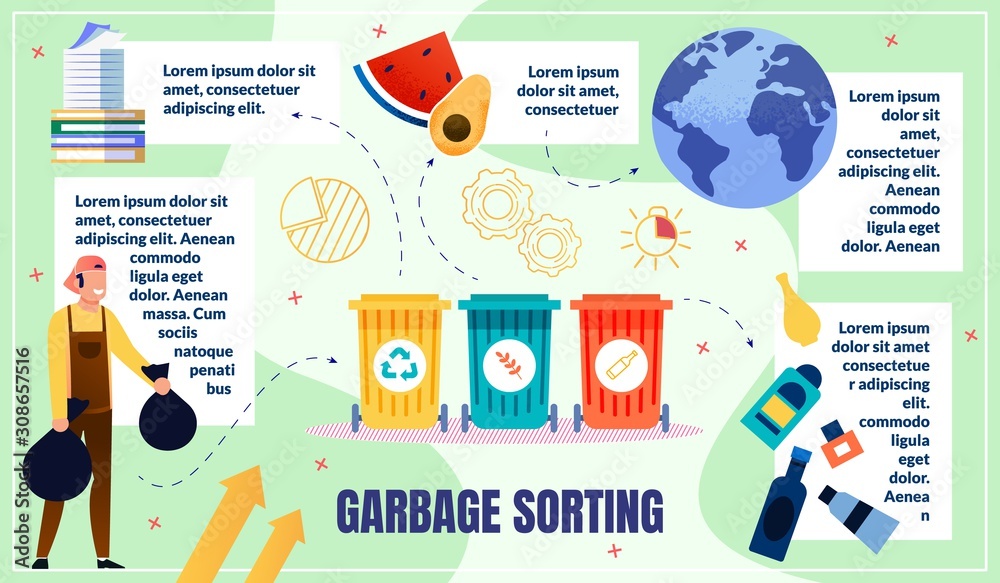 Home Waste Sorting and Recycling, Planet Pollution Reducing Flat Vector ...