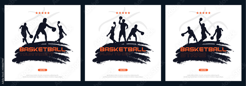 Set of Basketball banners with players. Modern sports posters design ...