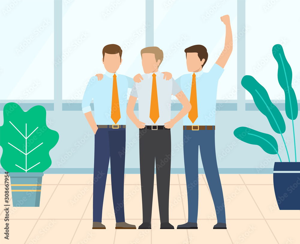 Group of people hugging each other, businessmen standing together, team ...