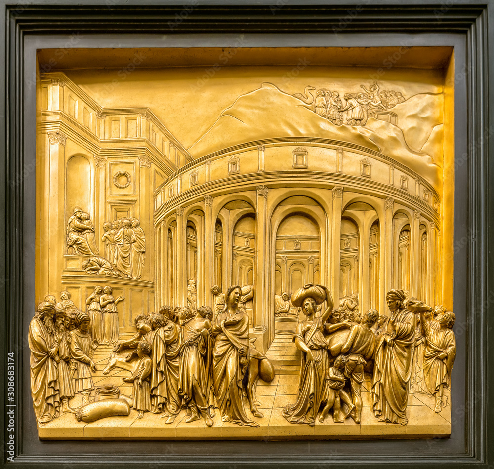Detail of the Gate of Paradise - one of ten bronze panels on the famous ...