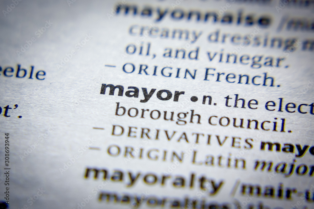 Word or phrase Mayor in a dictionary. Stock Photo | Adobe Stock