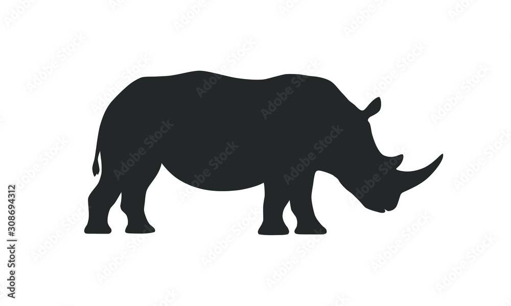 Rhino graphic icon. Rhinoceros sign Isolated on white background ...