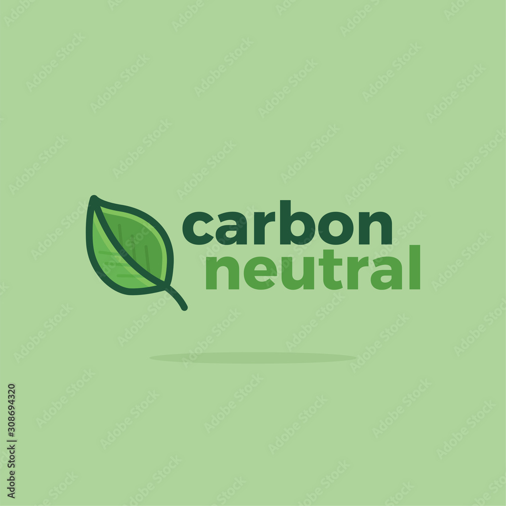 Vector Carbon Neutral with Leaf Icon Stock Vector | Adobe Stock