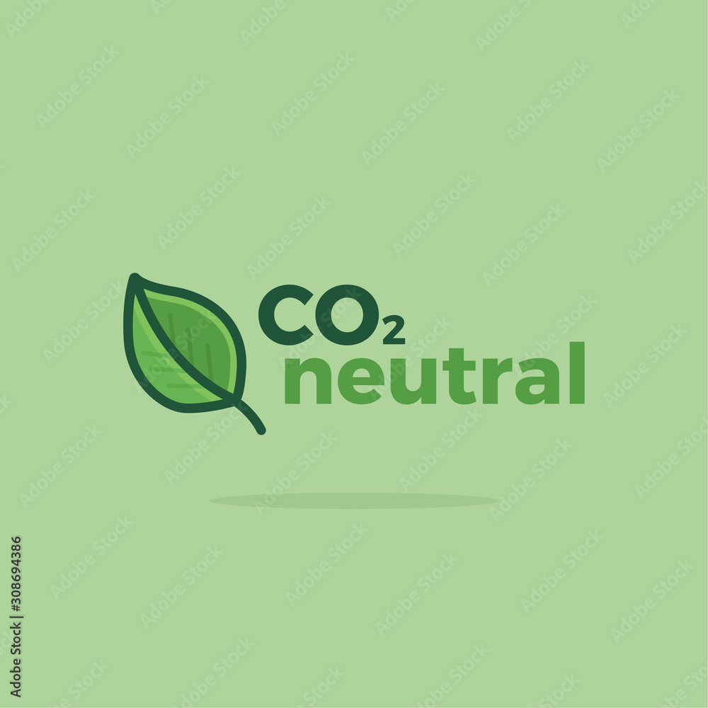 Vector CO2 Neutral with Leaf Icon Stock Vector | Adobe Stock