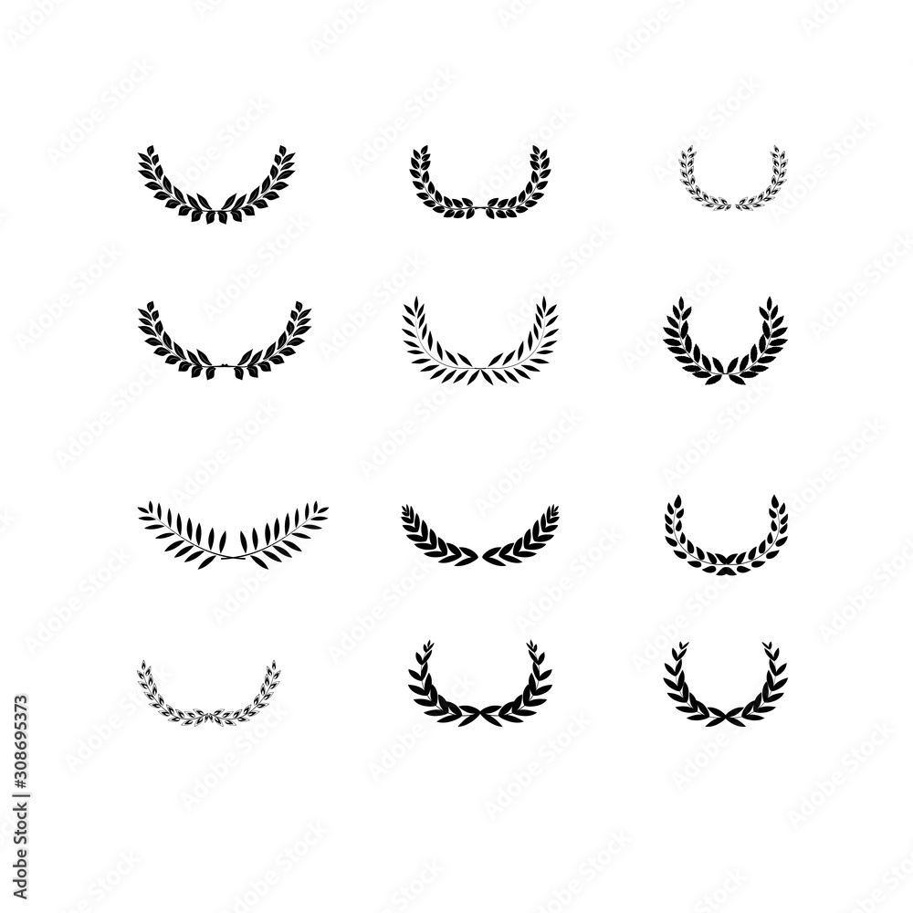 Laurel wreath reward set. Modern symbol of victory and award ...